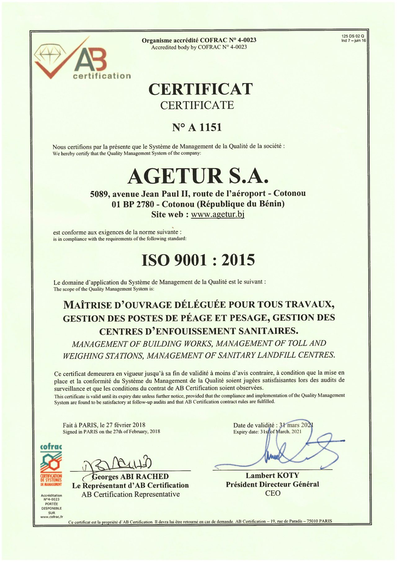 Site WEB AGETUR SA | VOTRE PARTENAIRE POUR LA REALISATION DE TOUS VOS ...